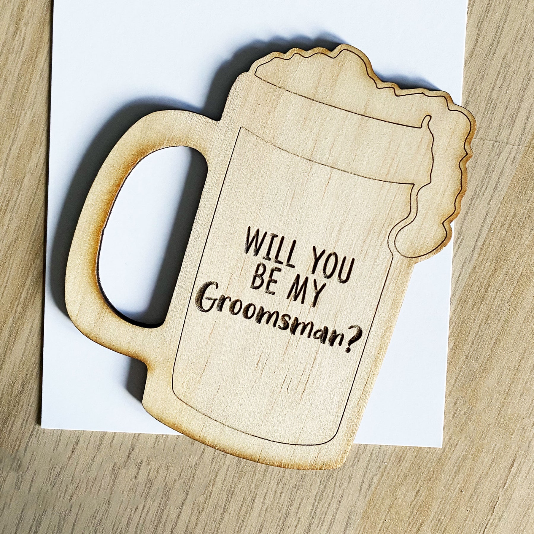 Groomsman Proposal Plaque – Wooden Beer Stein Shape, Will You Be My Gr