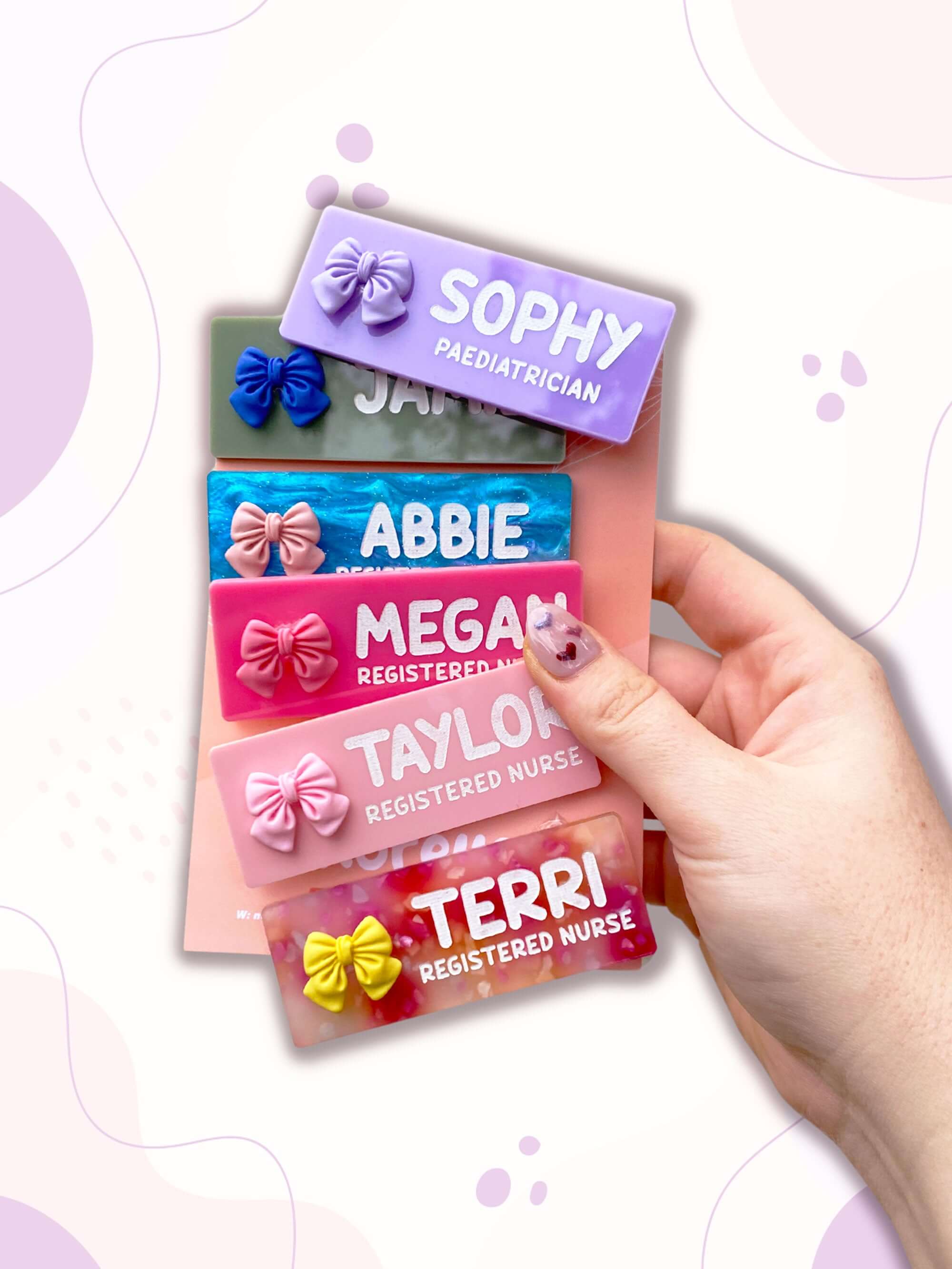 Personalised Work Name Badge with Cute Bow
