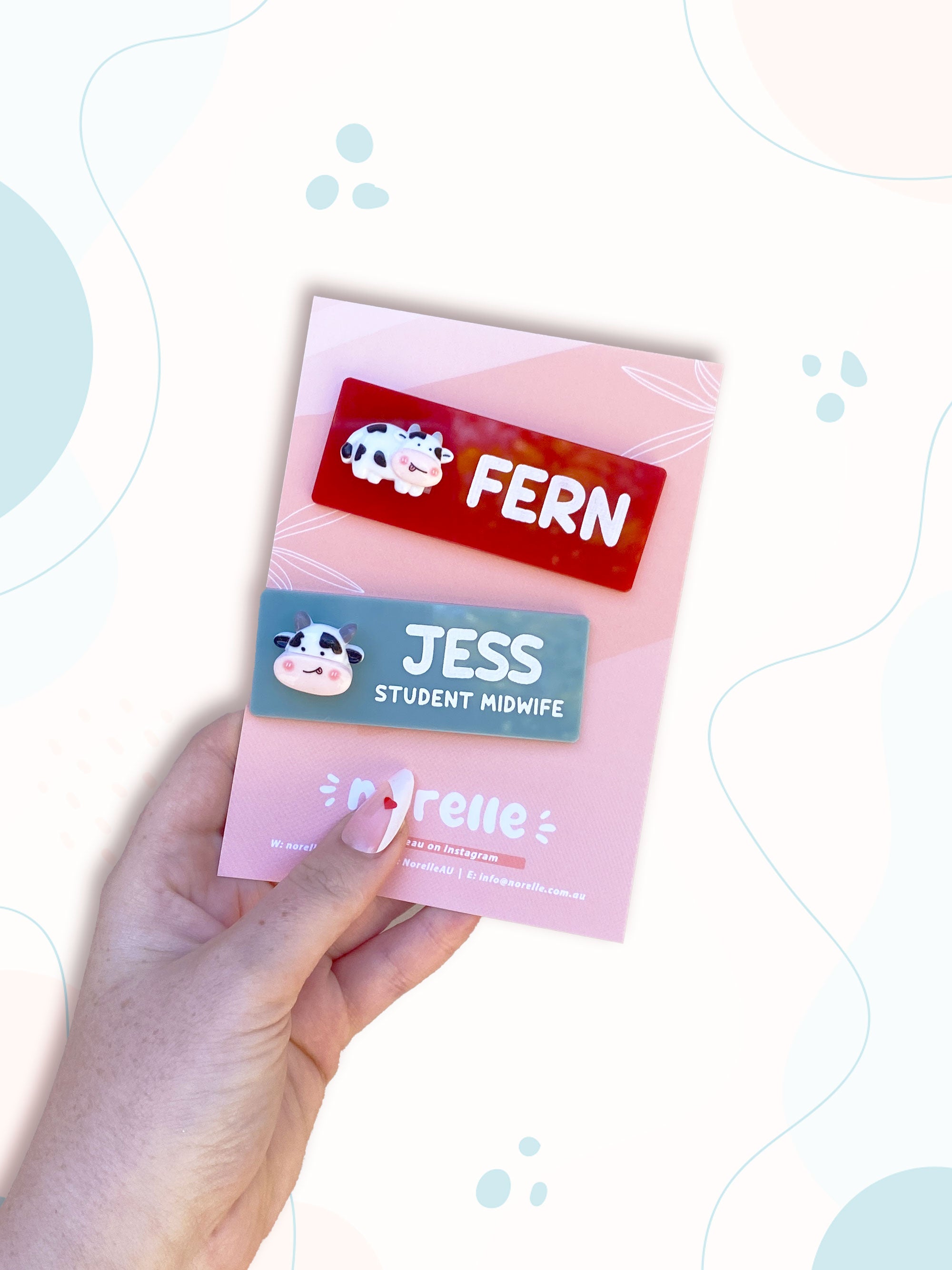 Personalised Work Name Badge with Cow Icon