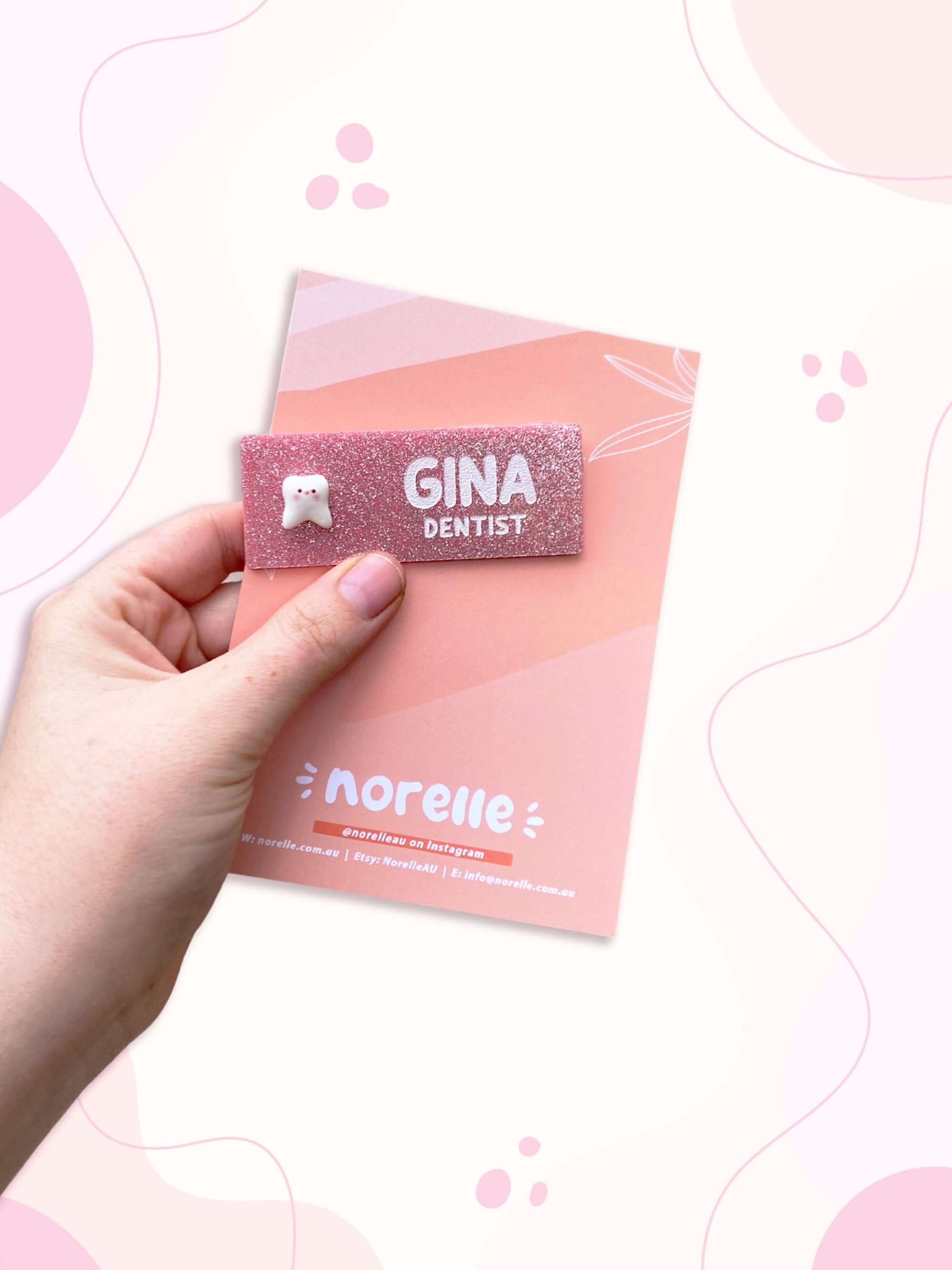 Personalised Work Name Badge with Tooth for Dentist or Dental Assistan