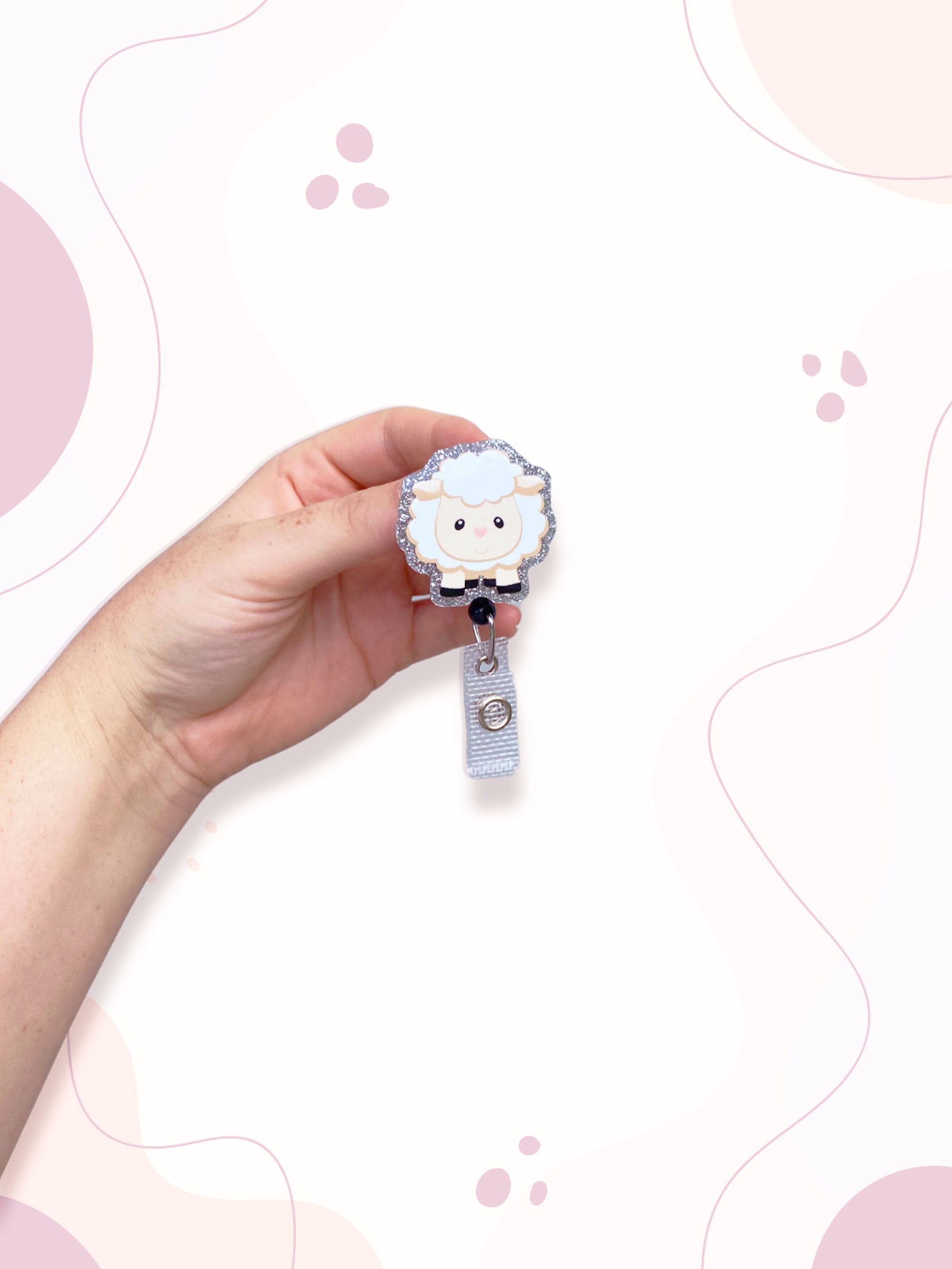 Glitter Sheep Badge Reel